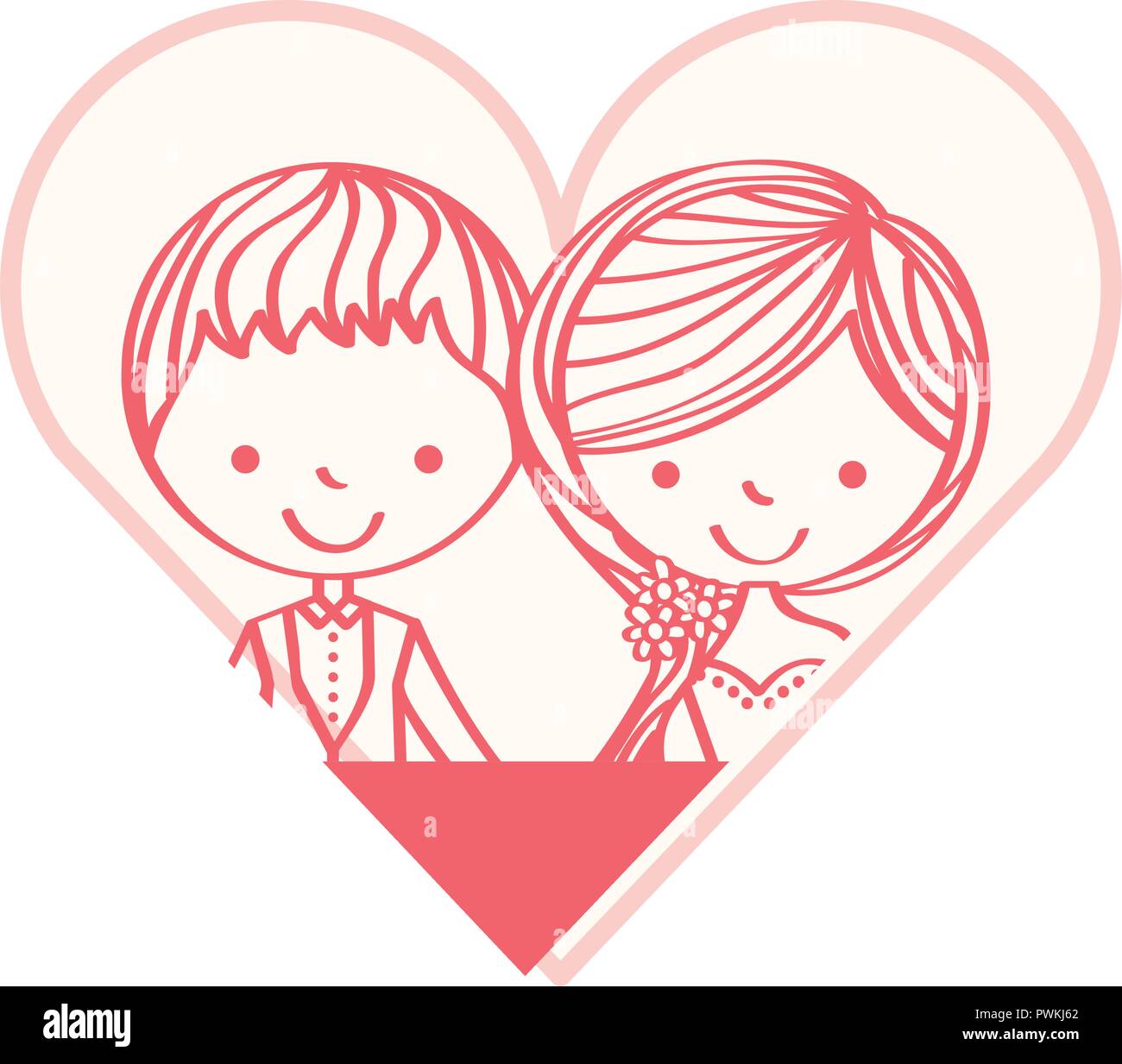 wedding day cute couple in love heart vector illustration Stock Vector ...