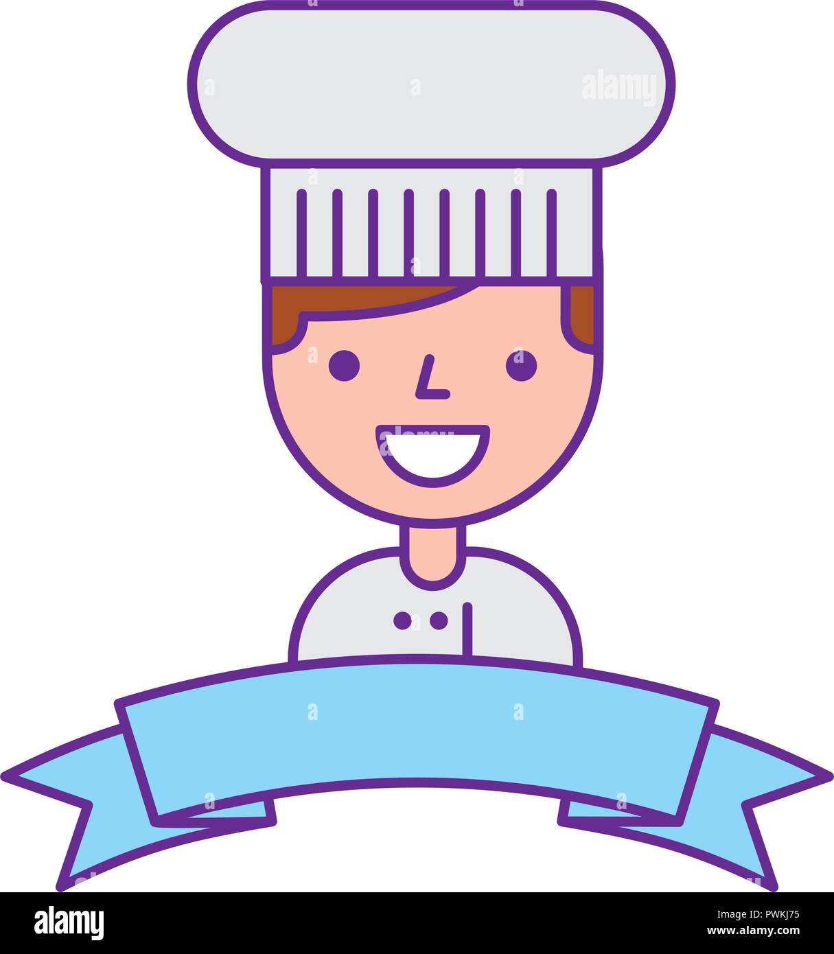 chef cartoon ribbon labor day vector illustration Stock Vector Image ...