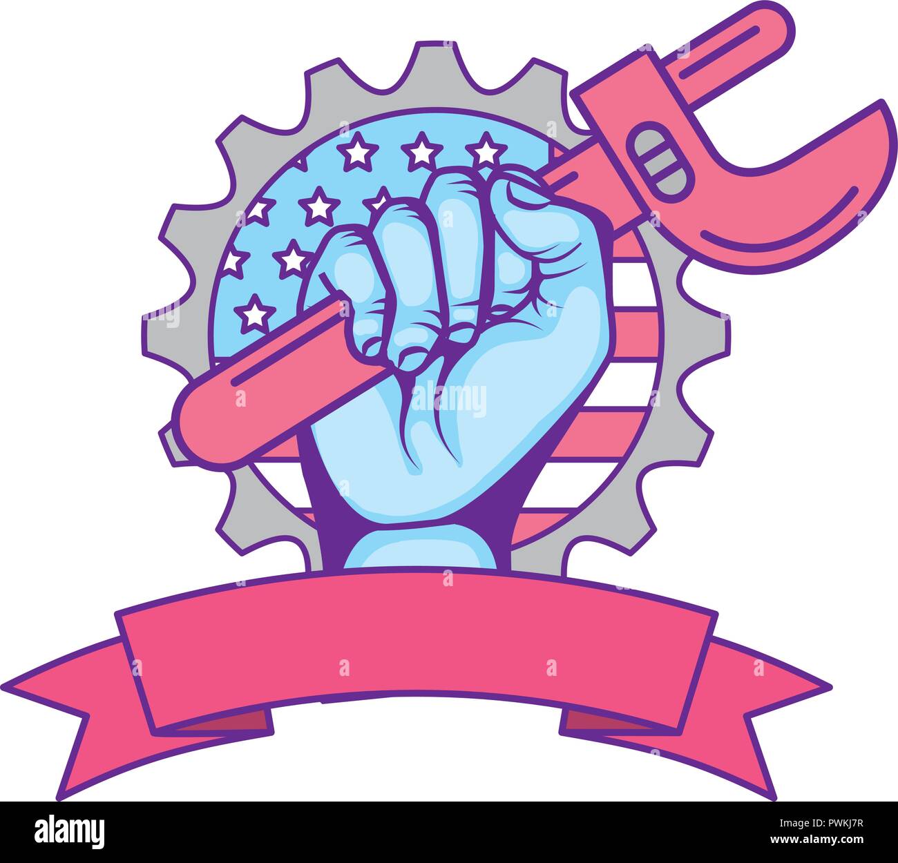 hand holding tool american flag labor day vector illustration Stock ...