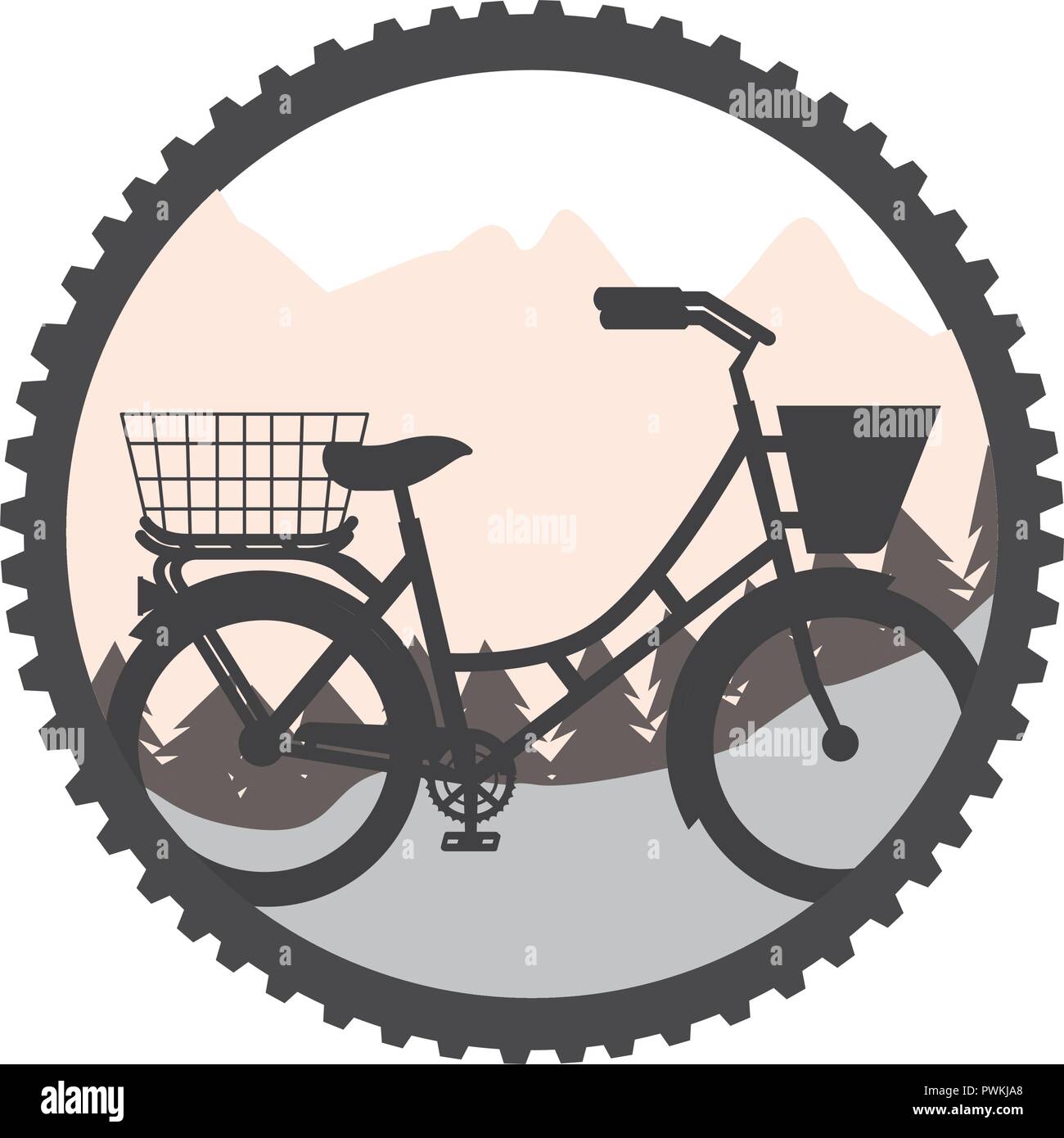 bicycle landscape nature mountains sticker Stock Vector Image & Art - Alamy