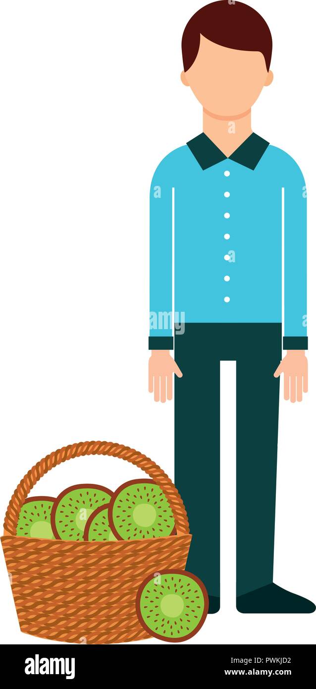 man with basket filled vector illustration Stock Vector Image & Art - Alamy