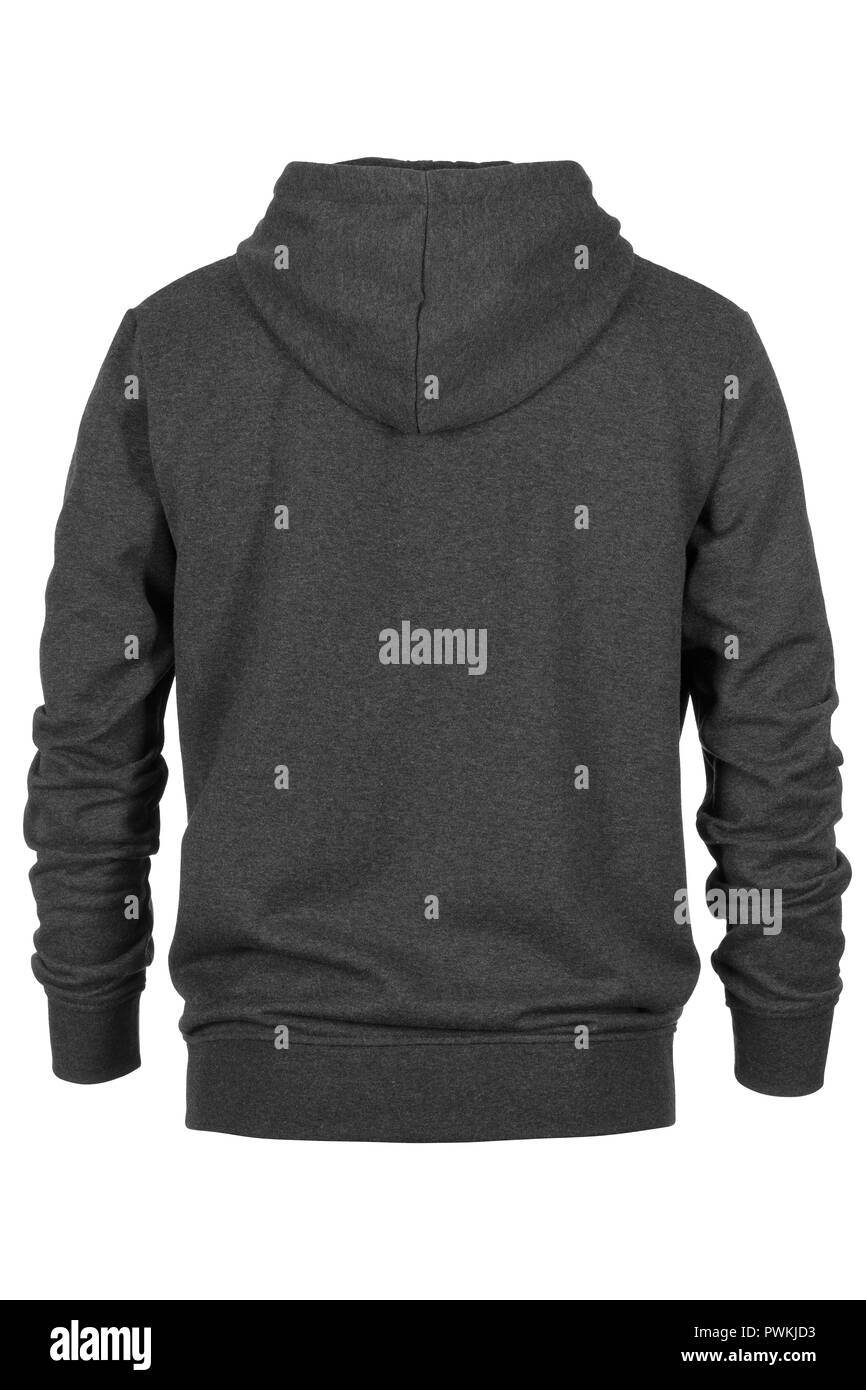 Back of grey tracksuit with hood on white background Stock Photo - Alamy