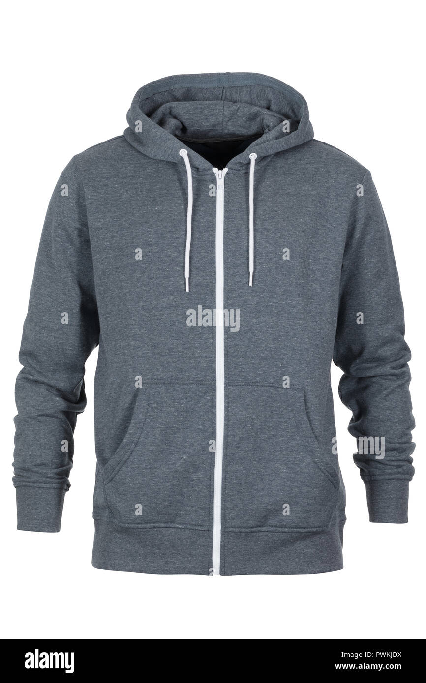 Grey tracksuit with hood on white background Stock Photo - Alamy