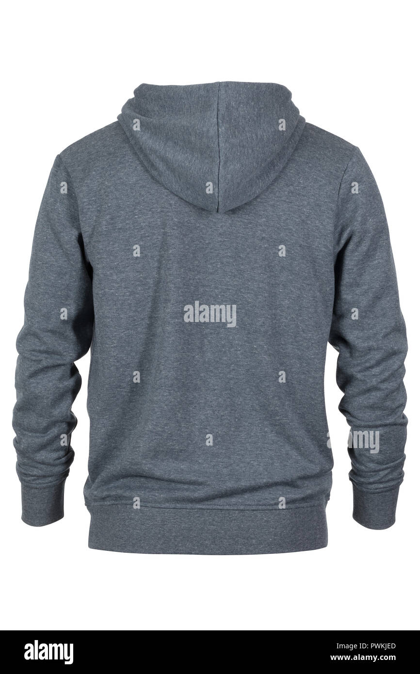 Back of grey tracksuit with hood on white background Stock Photo - Alamy