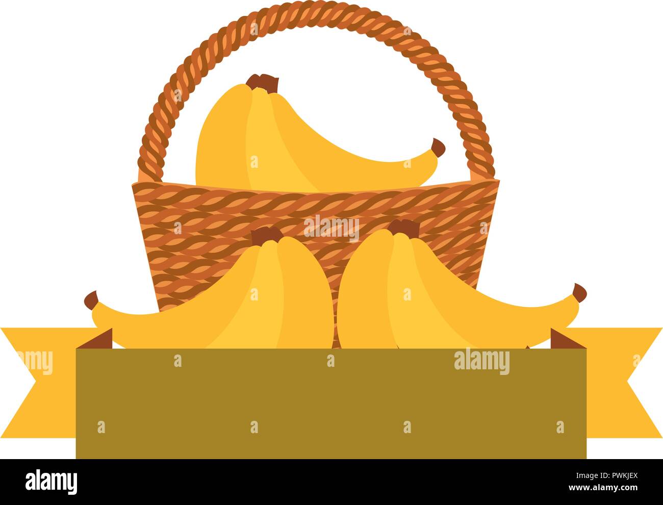 wicker basket with fresh bananas vector illustration Stock Vector Image ...