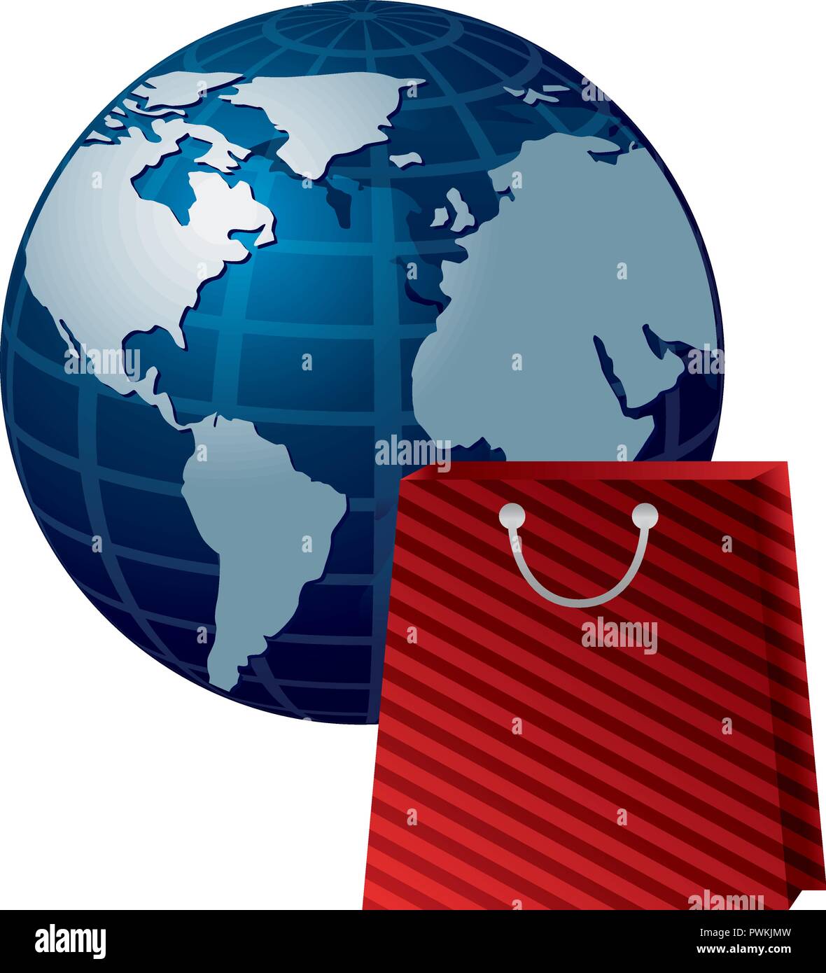 shopping online bag and world commerce vector illustration Stock Vector ...