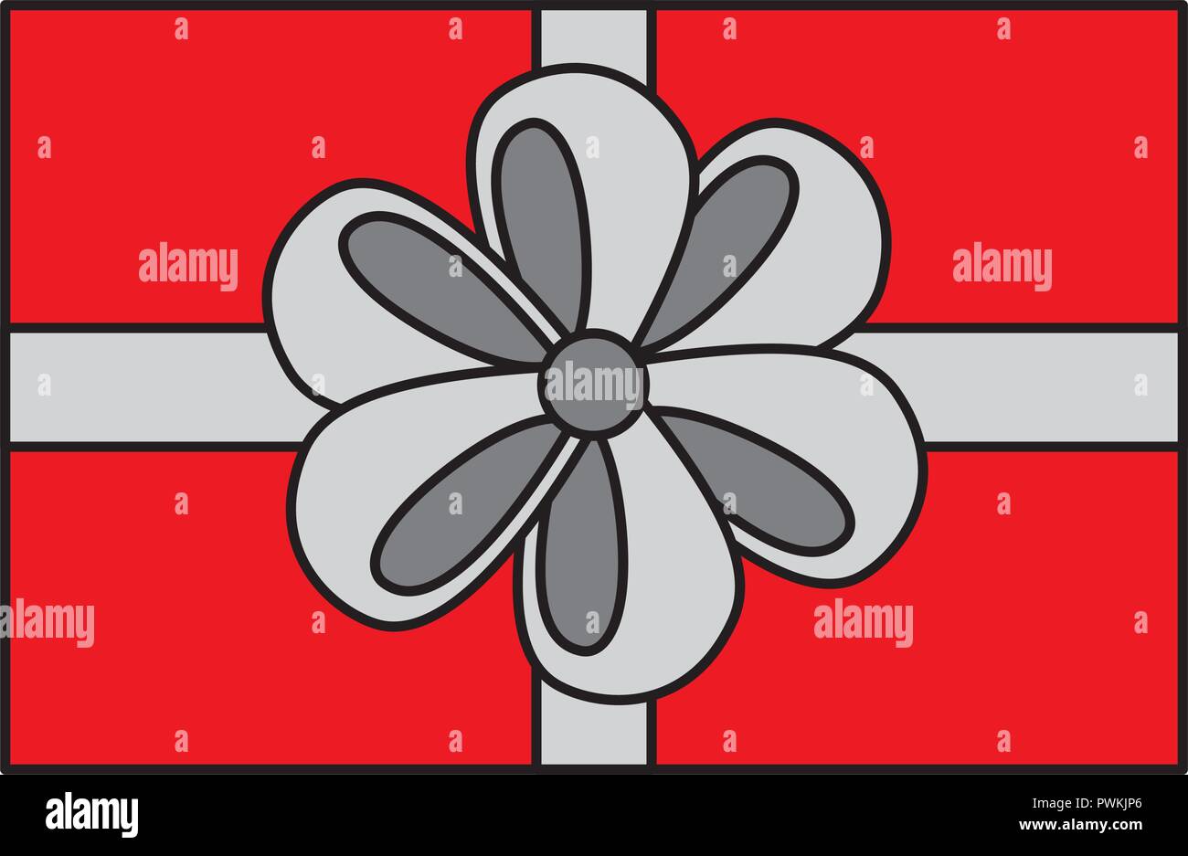 top view wrapper gift box bow decoration vector illustration Stock ...