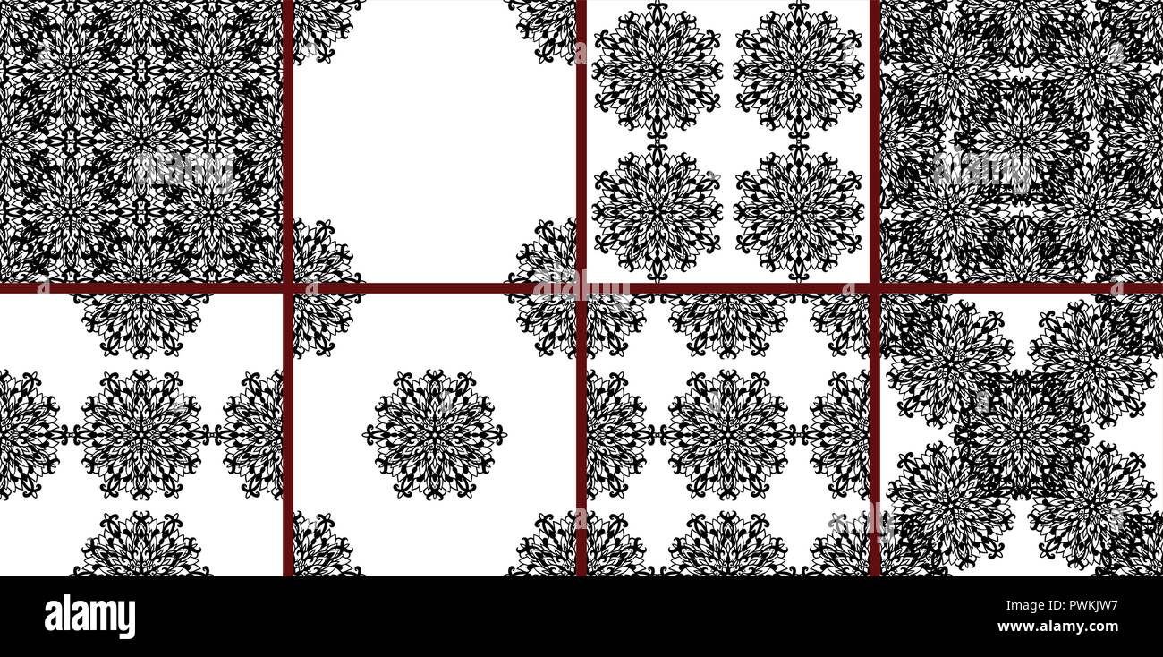 Set of seamless black and white vintage patterns. Royal black laces on ...
