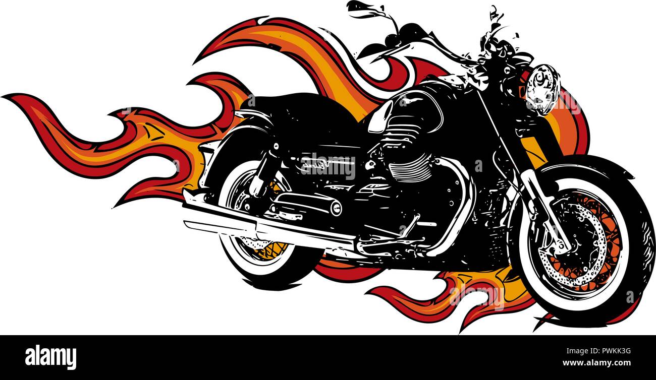 Chopper bike flames hi-res stock photography and images - Alamy