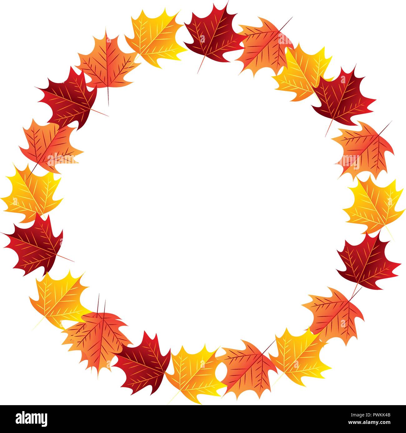 round autumn leaves decoration floral vector illustration Stock Vector ...