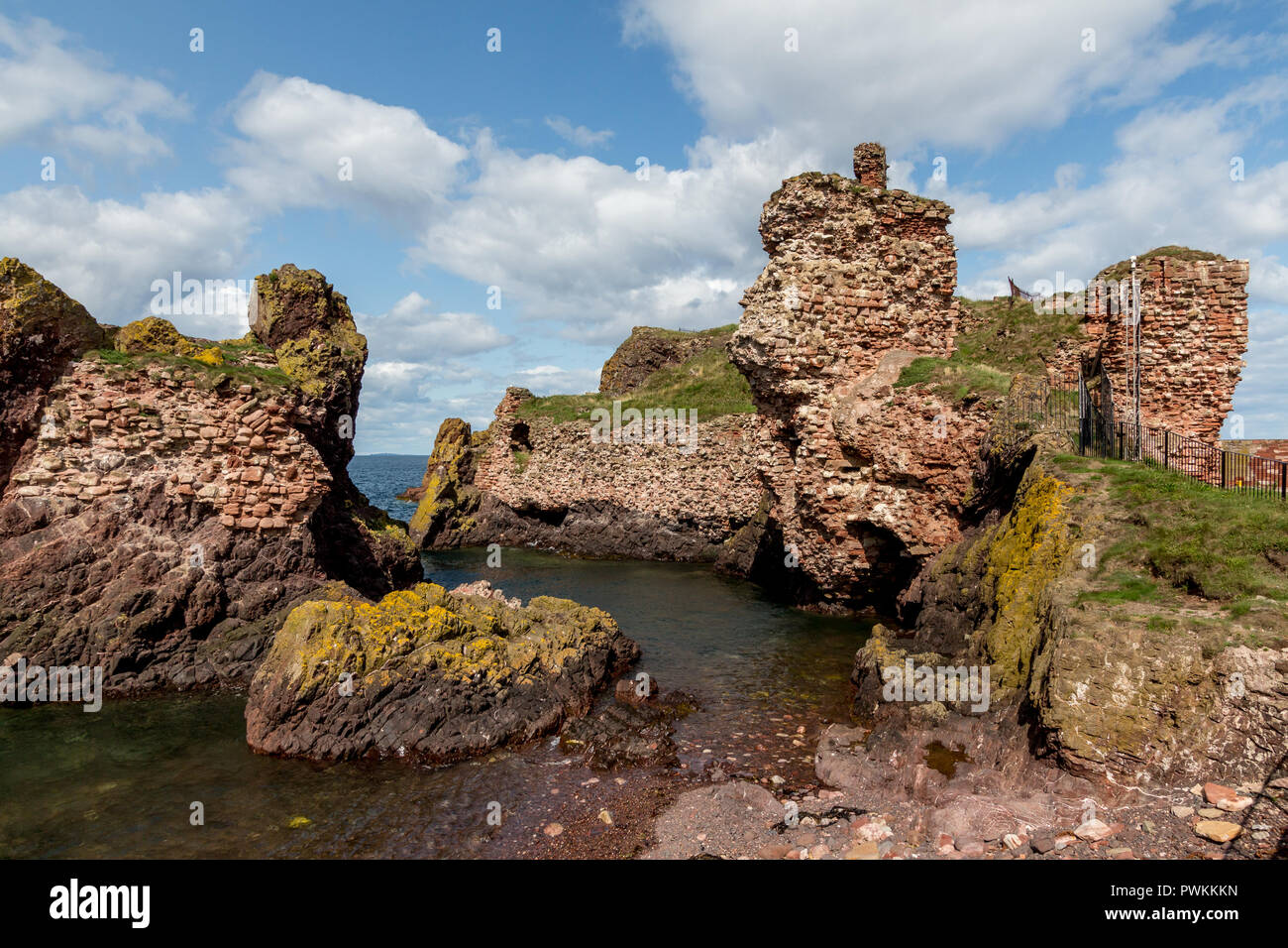The remains of Dunbar Castle stand at the entrance to Dunbar Harbour ...