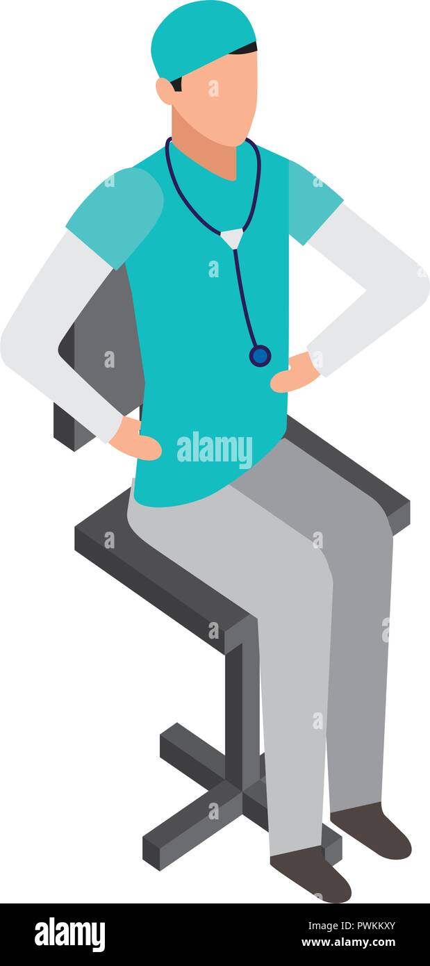 surgeon doctor sitting on chair medical healthcare vector illustration ...