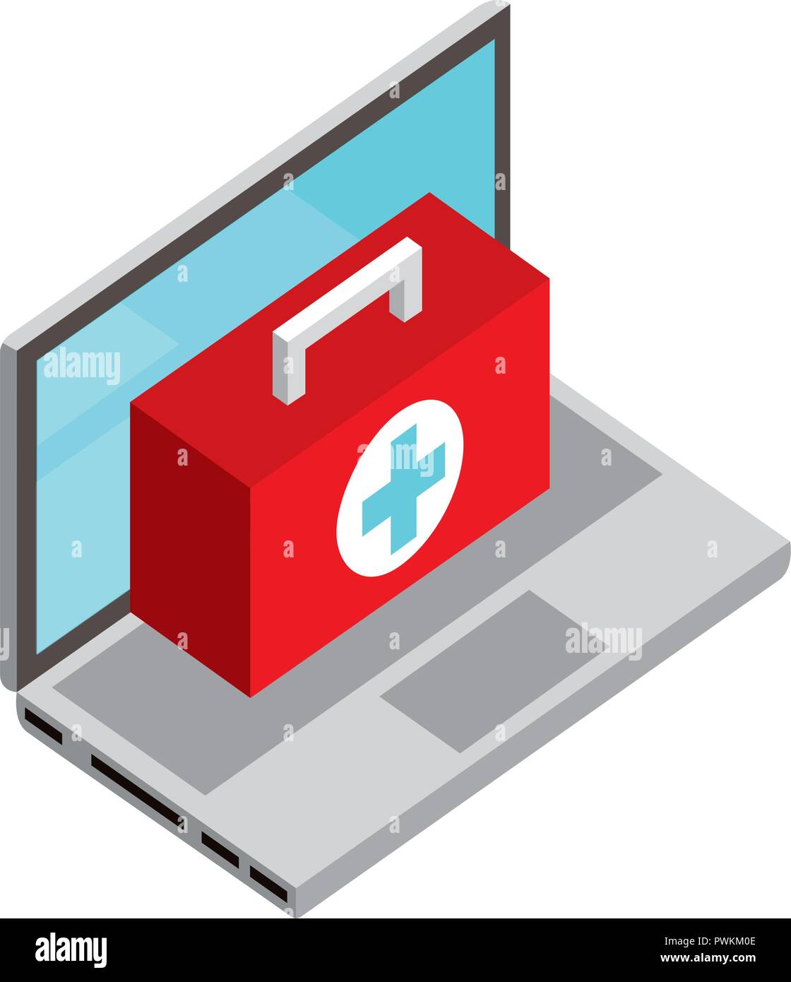 Laptop stethoscope first aid Stock Vector Images - Alamy