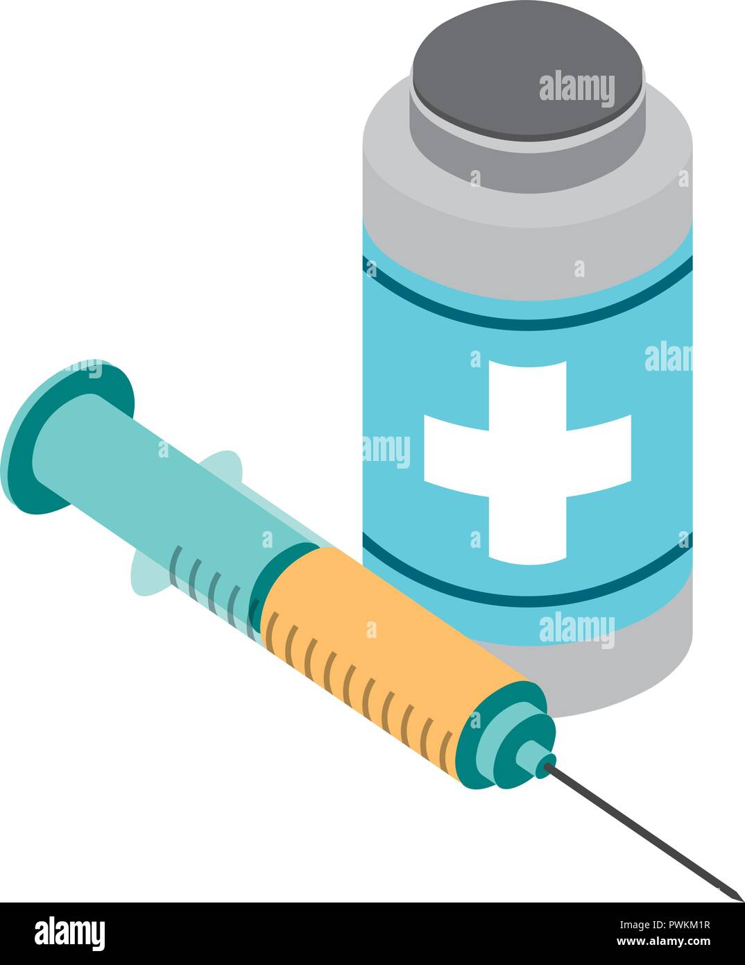 syringe and bottle pills medical healthcare vector illustration Stock ...