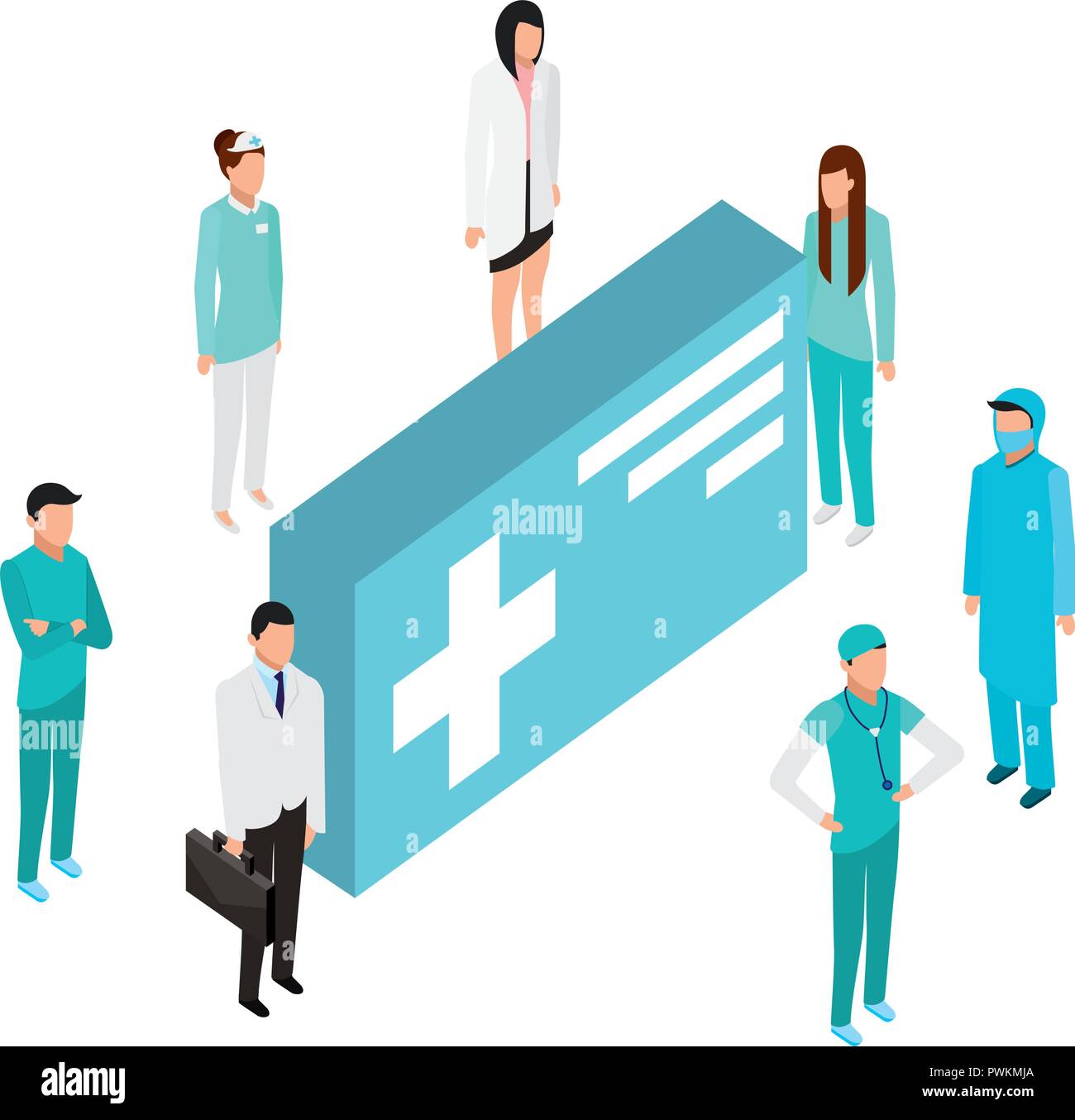 people staff medical medicine package vector illustration Stock Vector ...