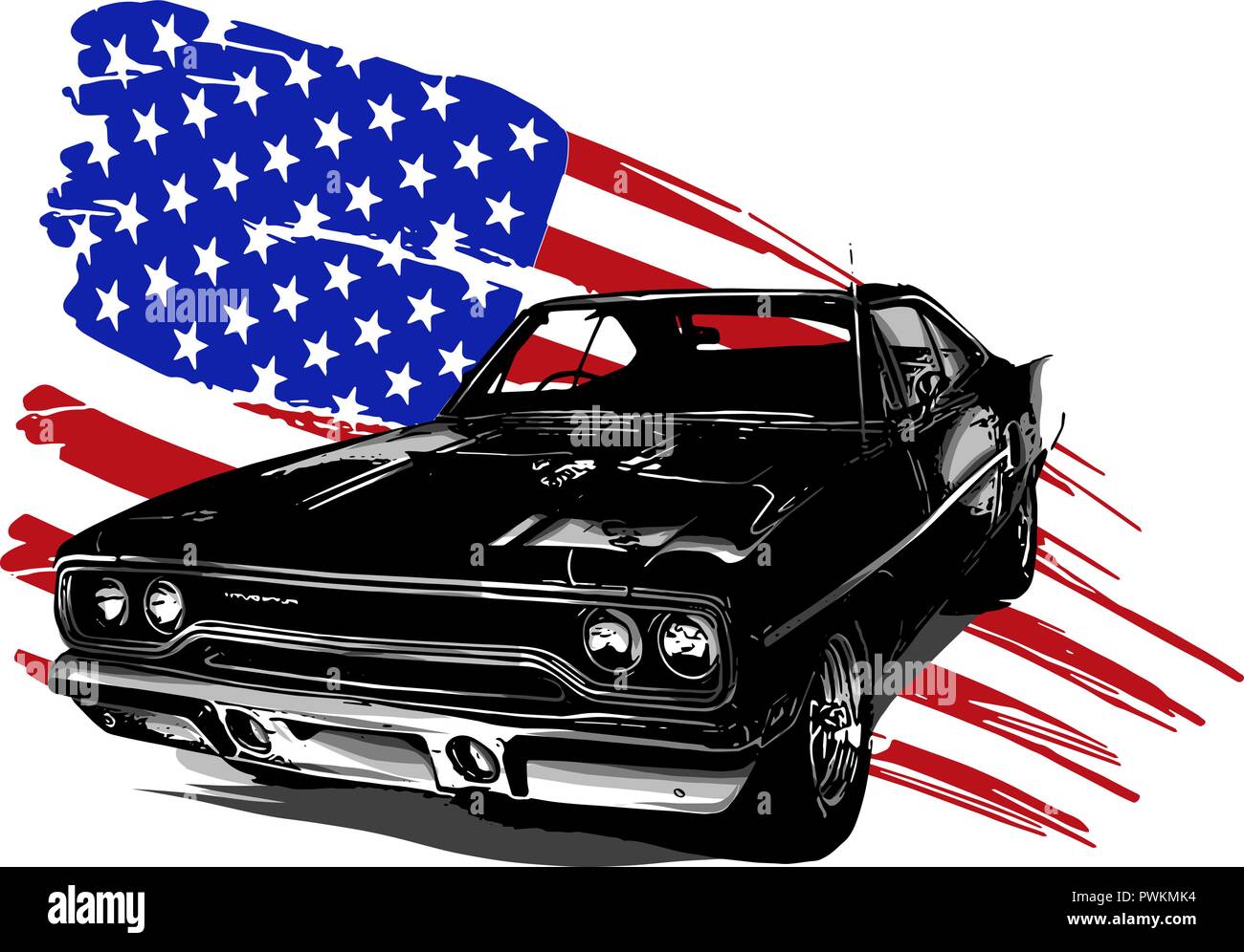 vector graphic design illustration of an American muscle car Stock ...