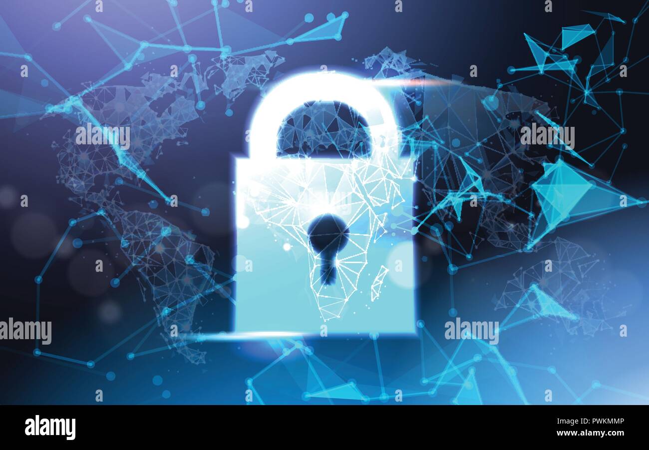 padlock data protection privacy concept. GDPR. Cyber security network ...