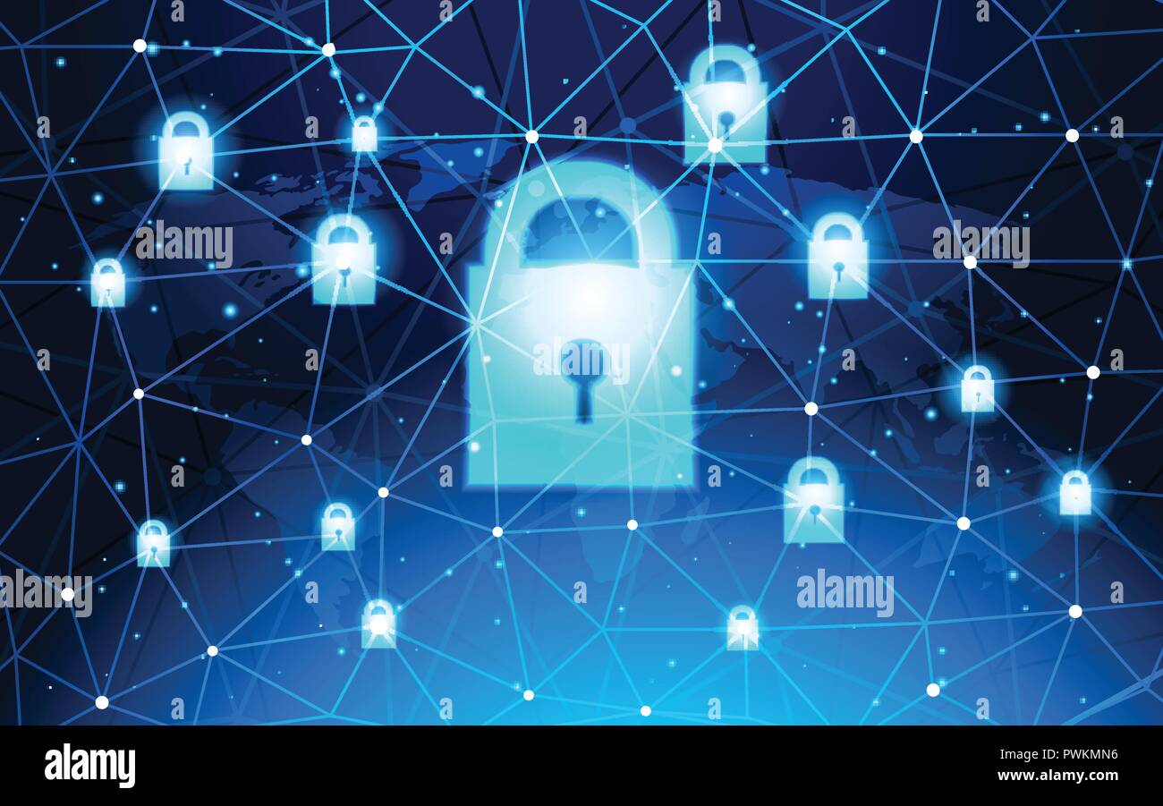 padlock data protection privacy concept. GDPR. Cyber security network ...