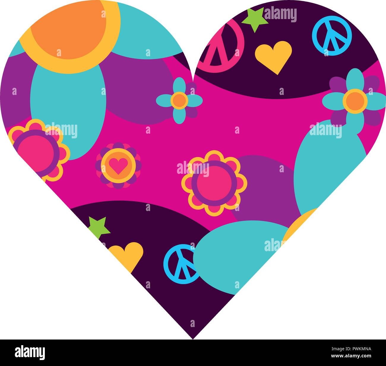 Groovy vector floral heart design hi-res stock photography and images ...
