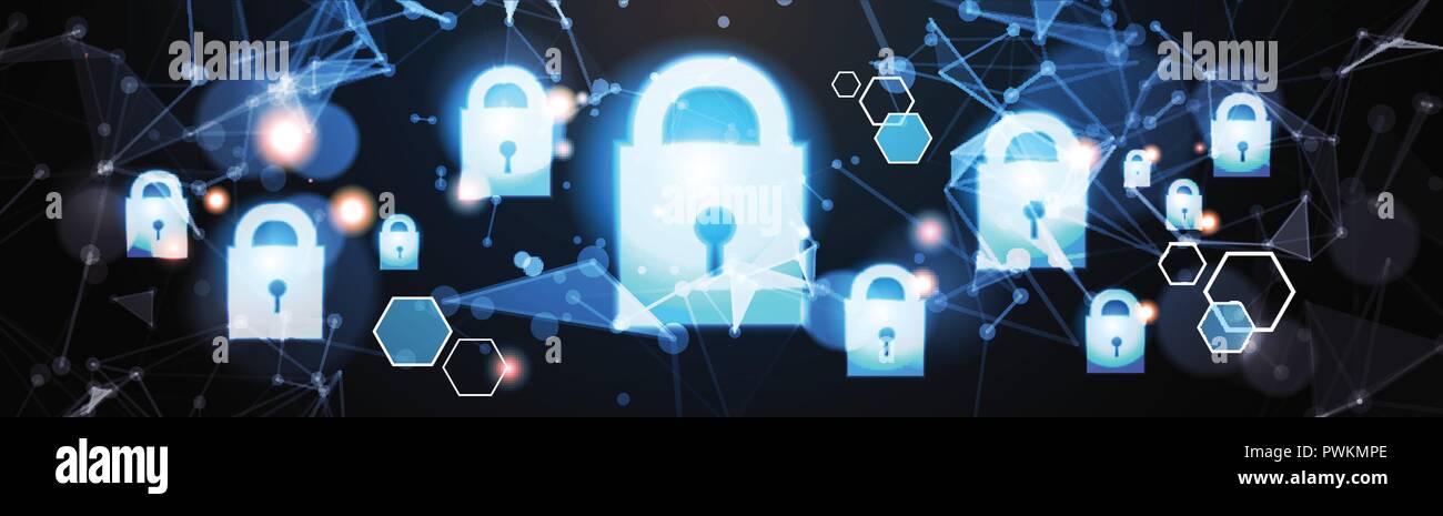 padlock data protection privacy concept. GDPR. Cyber security network ...