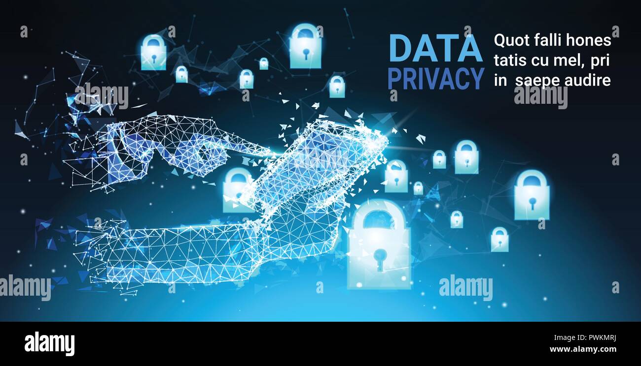 human hand tablet padlock Data protection privacy concept. GDPR. Cyber ...