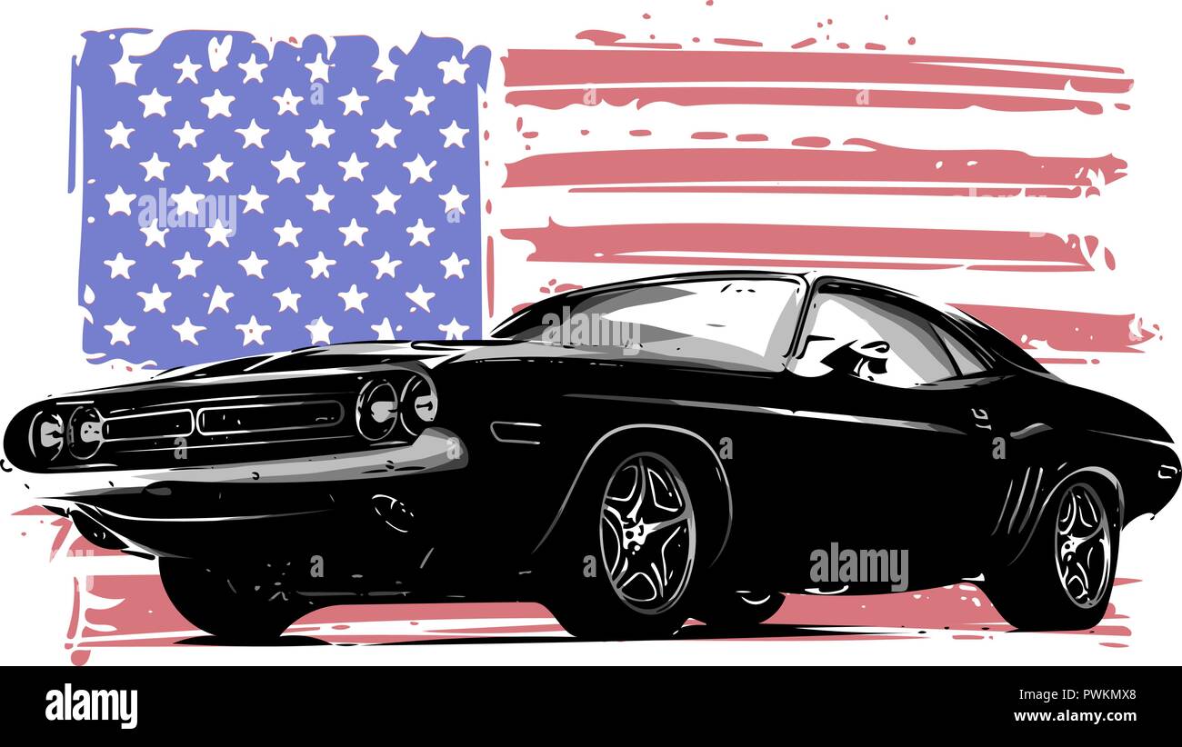 American muscle car flag Stock Vector Images - Alamy