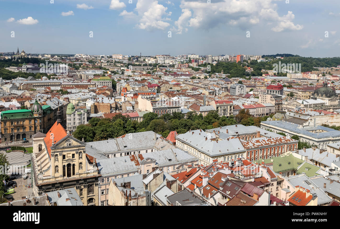 Aerial view of Lviv City in Ukraine Stock Photo - Alamy