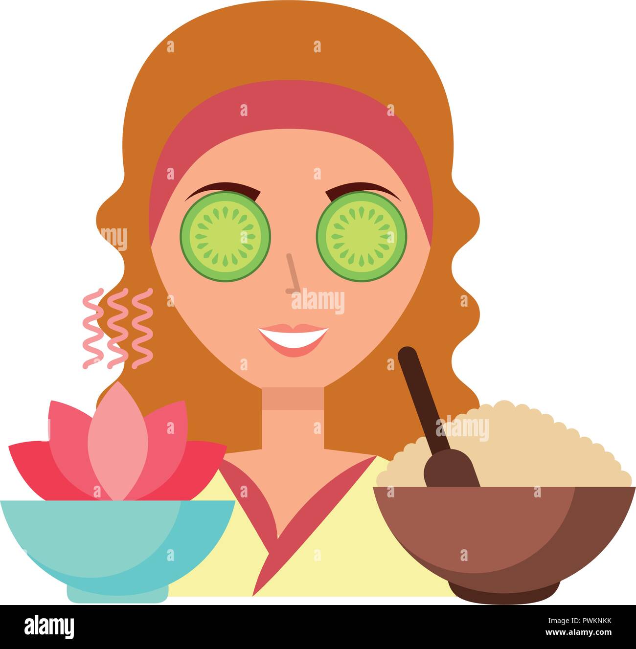 Woman Skin Care Cream And Aromatherapy Spa Vector Illustration Stock
