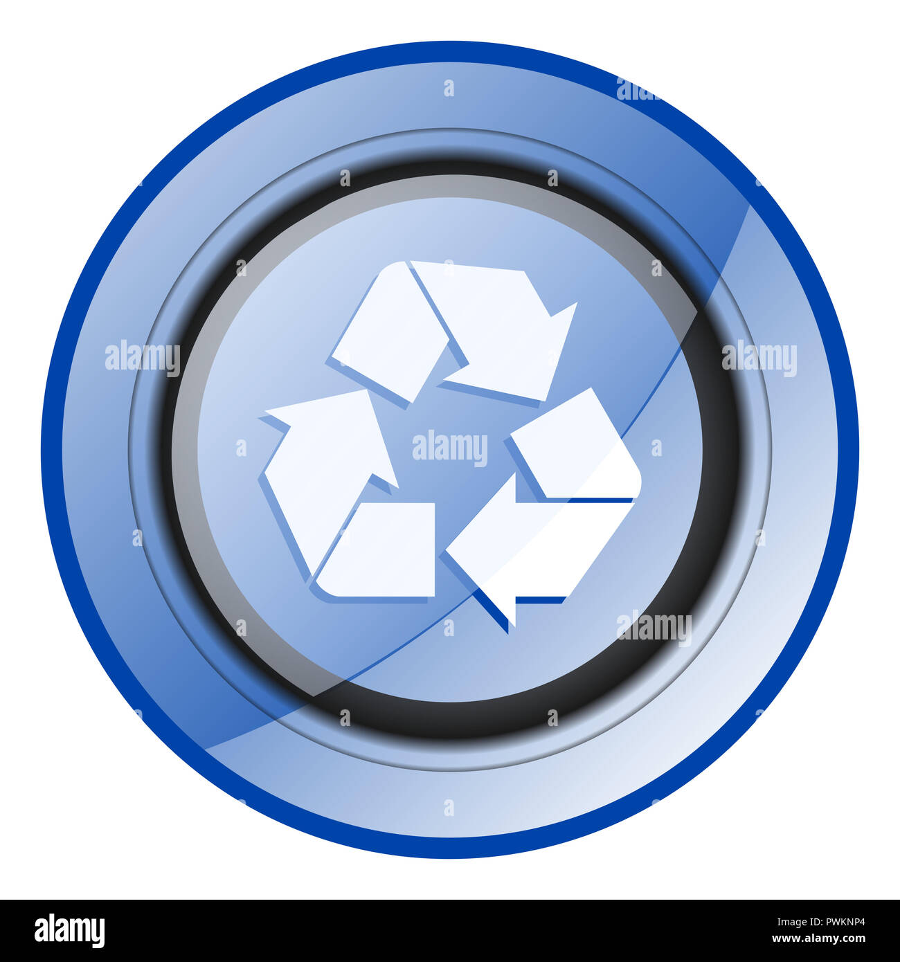 Recycle blue glossy web icon Stock Photo - Alamy