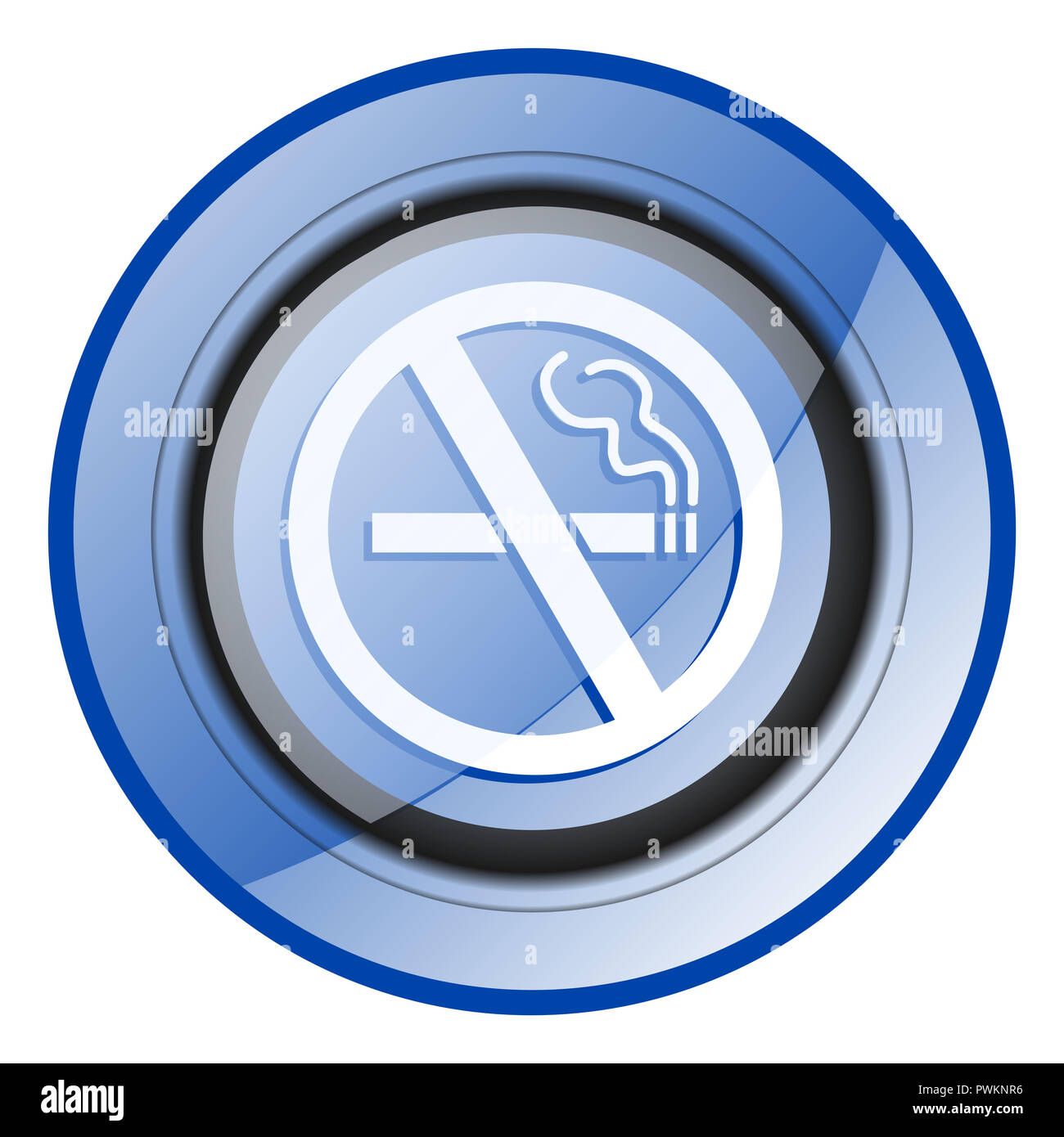 No smoking blue glossy web icon Stock Photo - Alamy