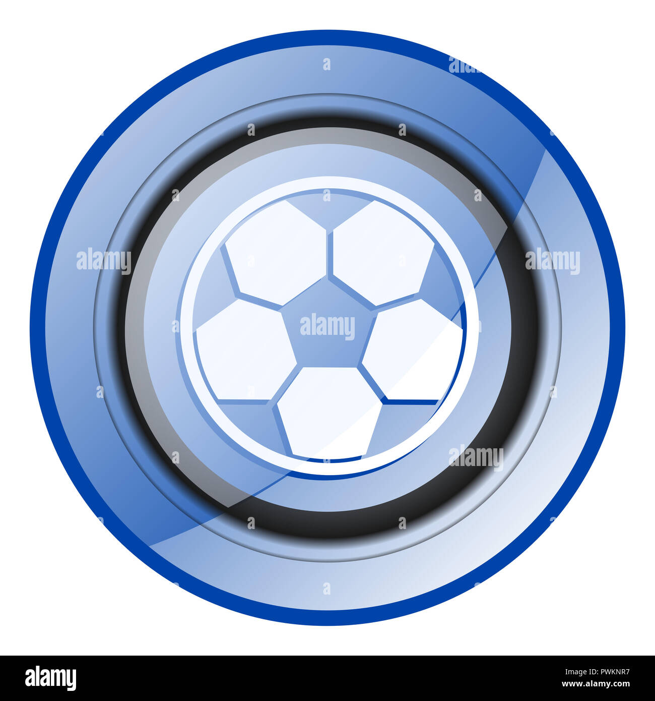 Soccer blue glossy web icon Stock Photo - Alamy