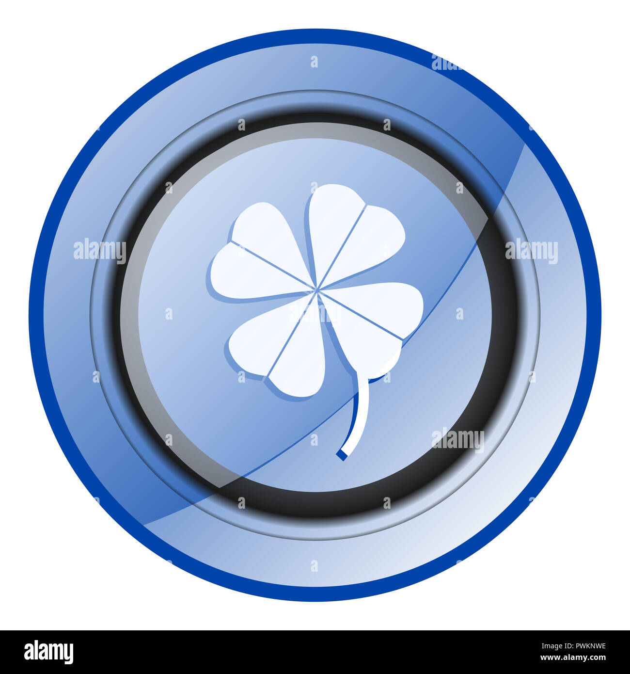 Four-leaf clover blue glossy web icon Stock Photo - Alamy