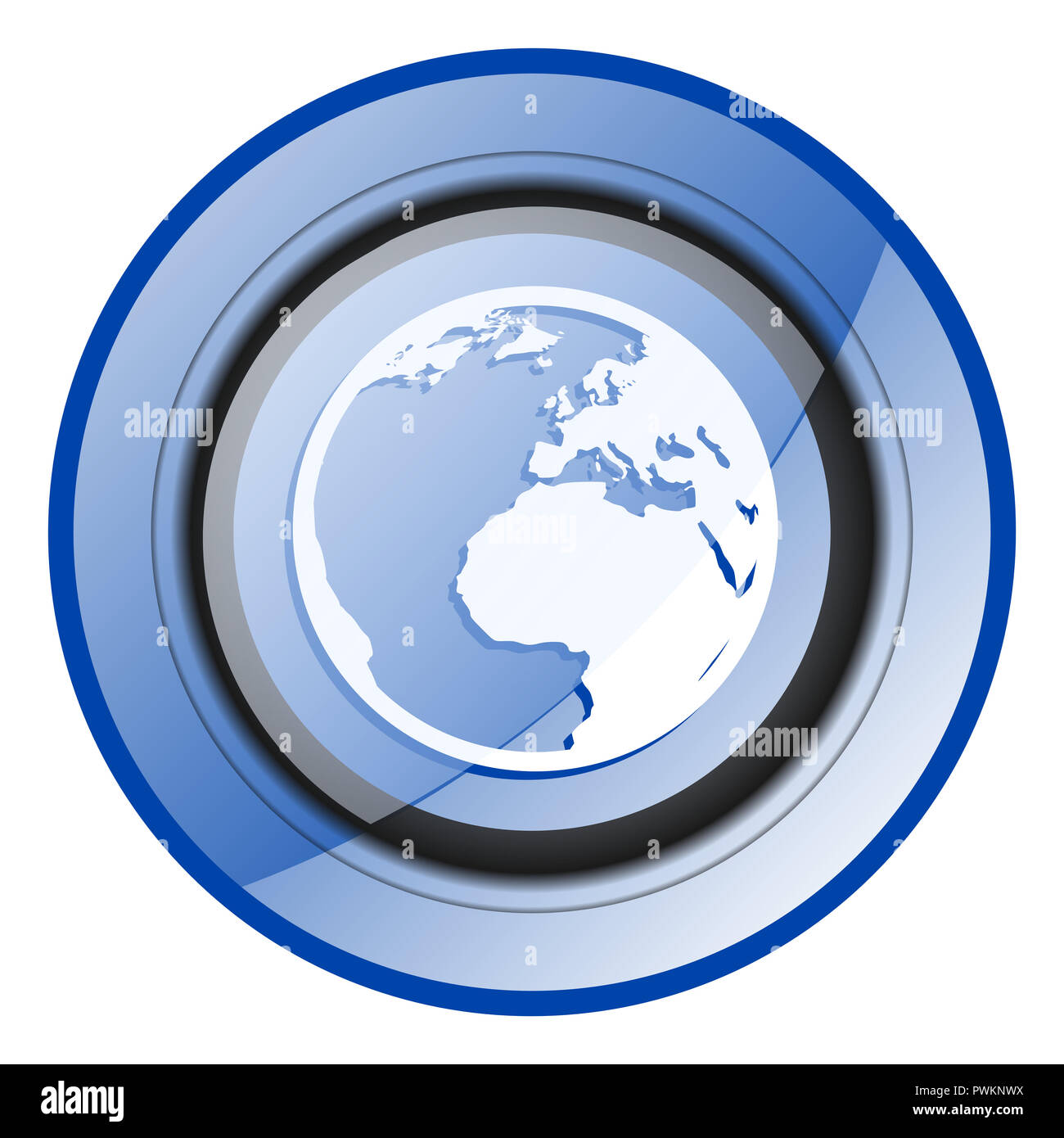 Earth blue glossy web icon Stock Photo - Alamy