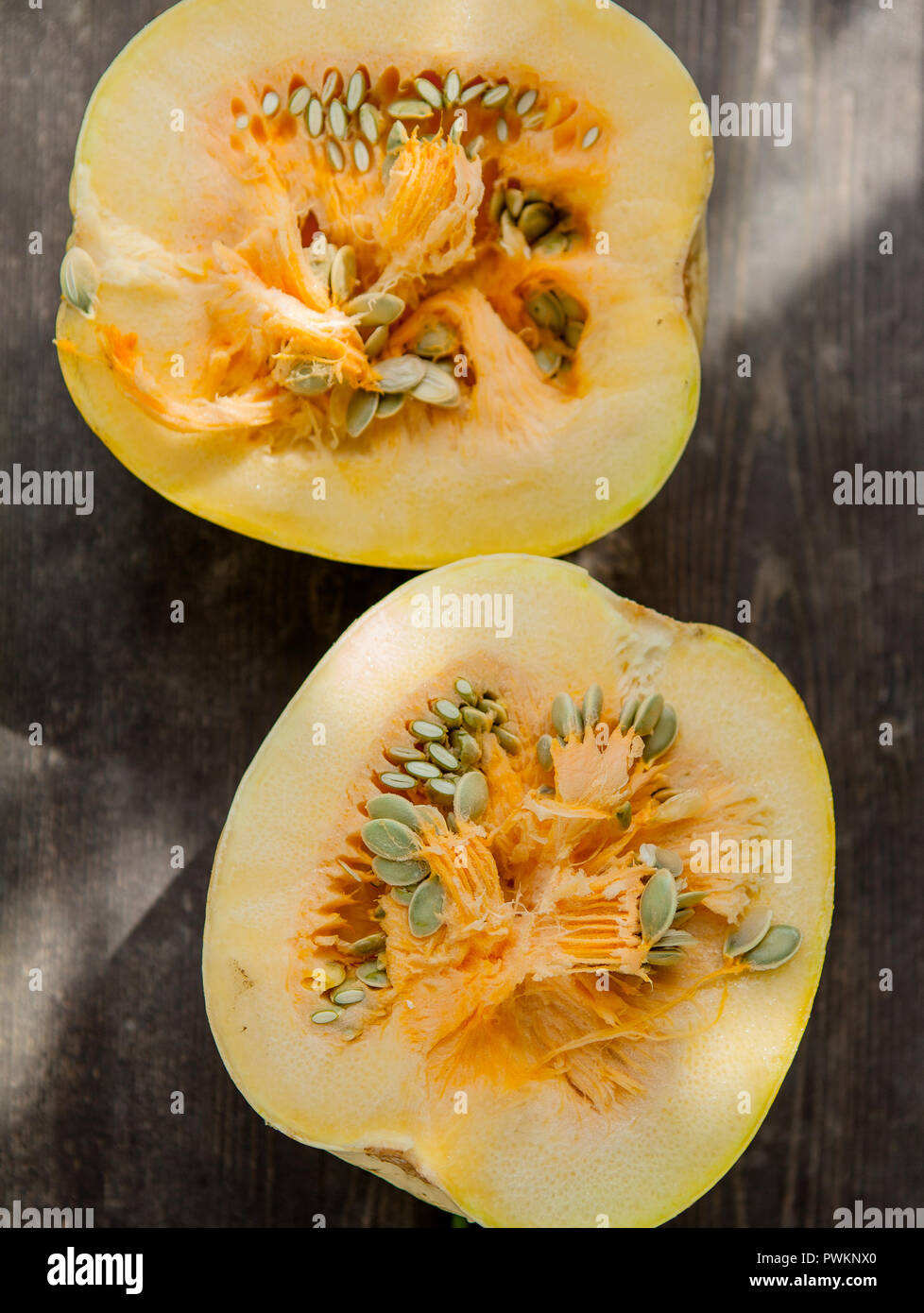 orange pumpkin close-up. Inside top view Stock Photo - Alamy