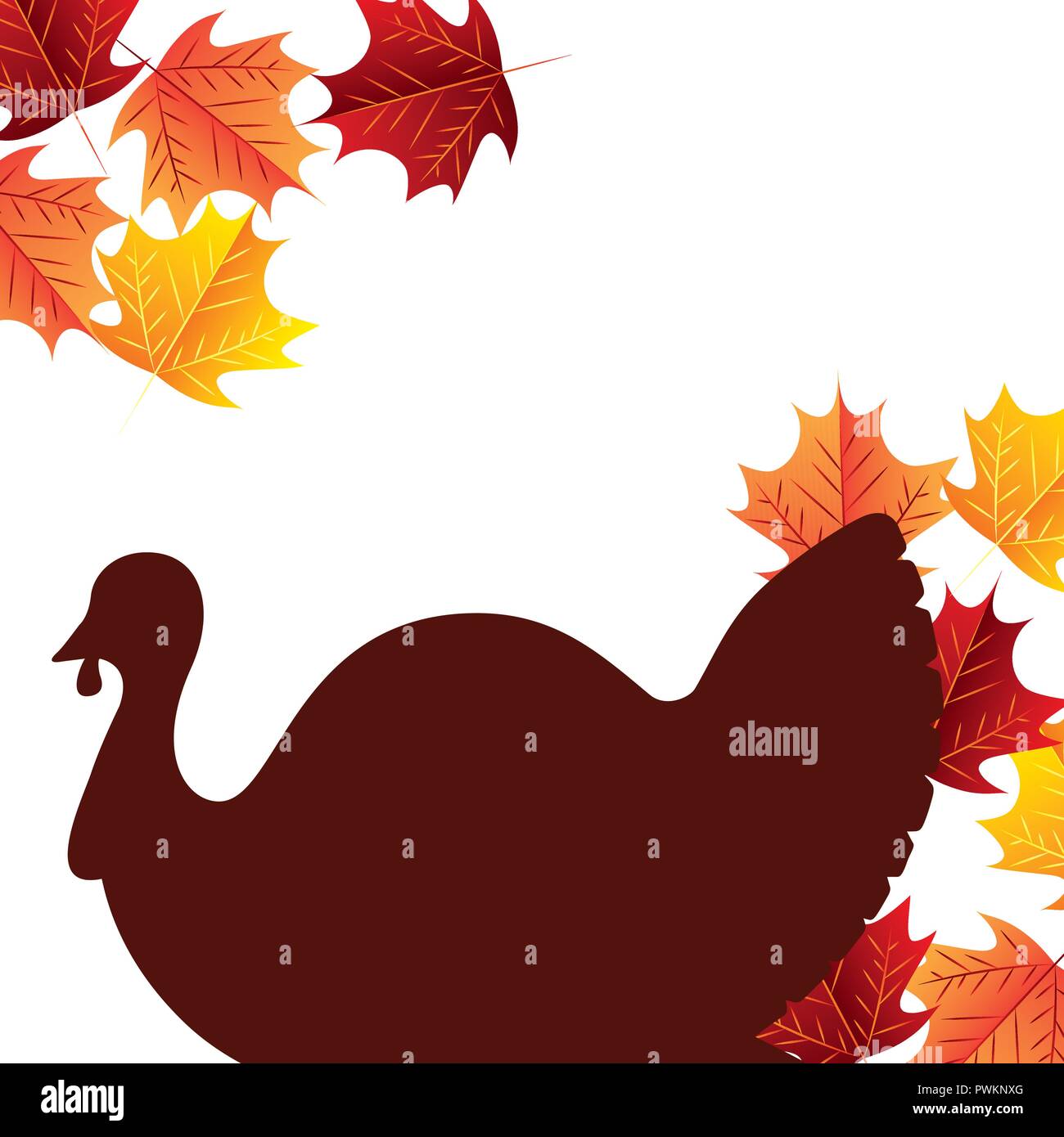happy thanksgiving turkey leaves colors vector illustration Stock ...