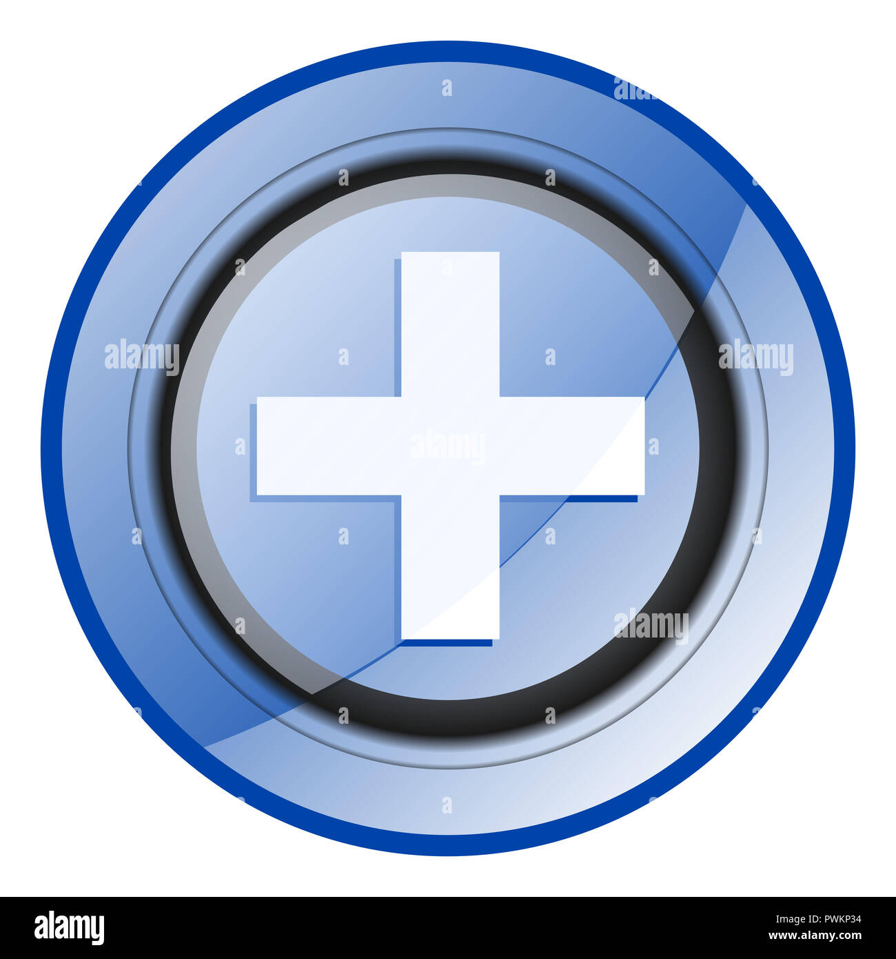 Plus blue glossy web icon Stock Photo - Alamy
