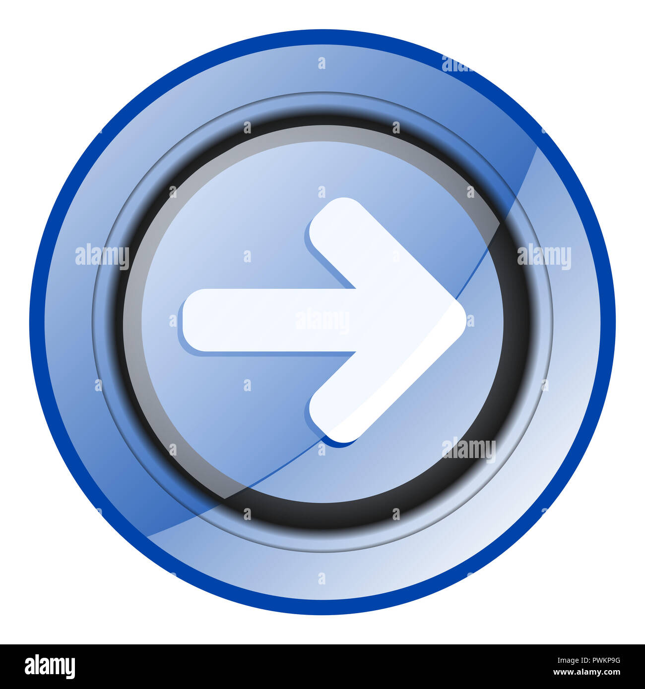 Right arrow blue glossy web icon Stock Photo - Alamy