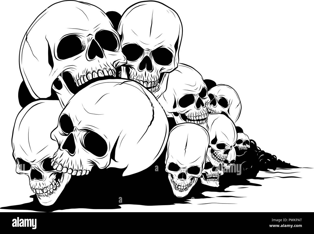 skull and crossbones. human skulls and bones with shallow depth of ...