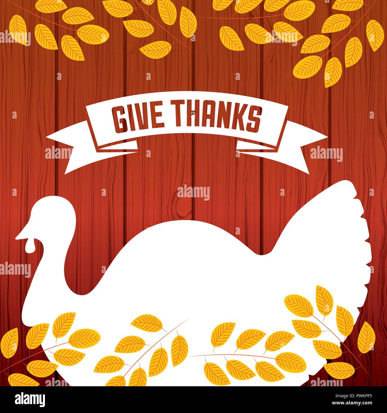 thanksgiving wheats turkey ribbon give thanks vector illustration Stock ...