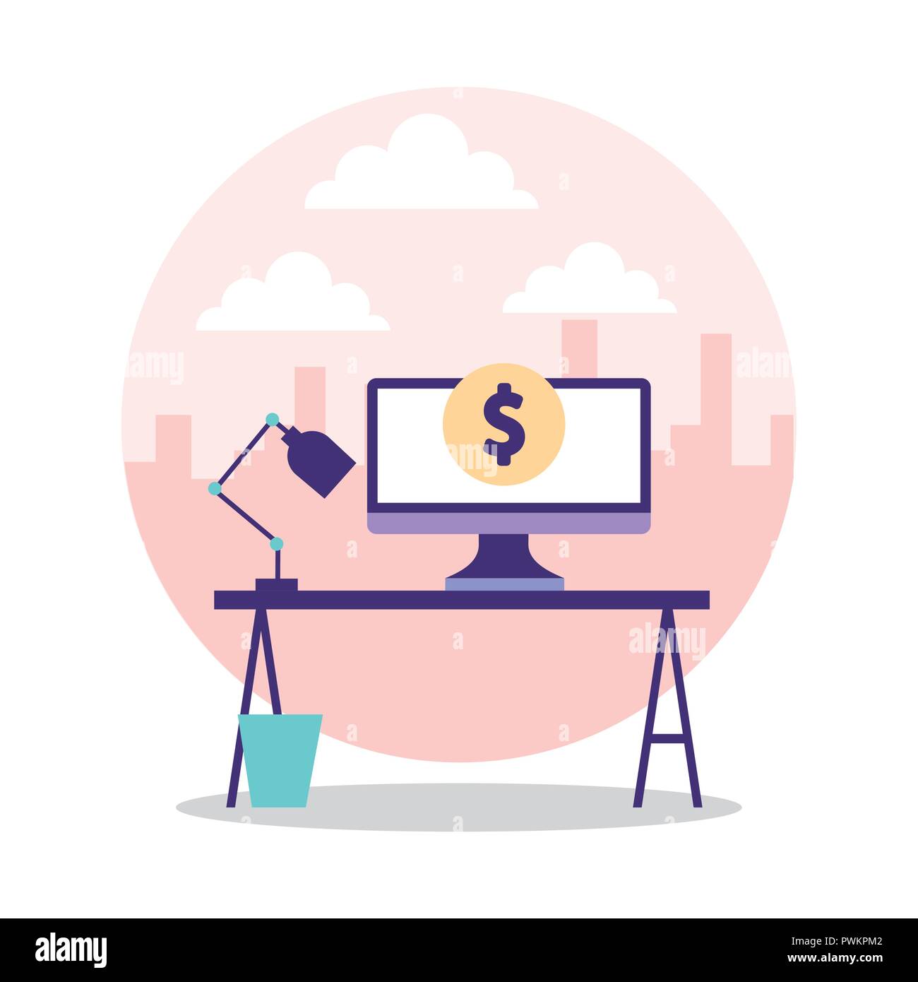 help work computer office donate money vector illustration Stock Vector ...