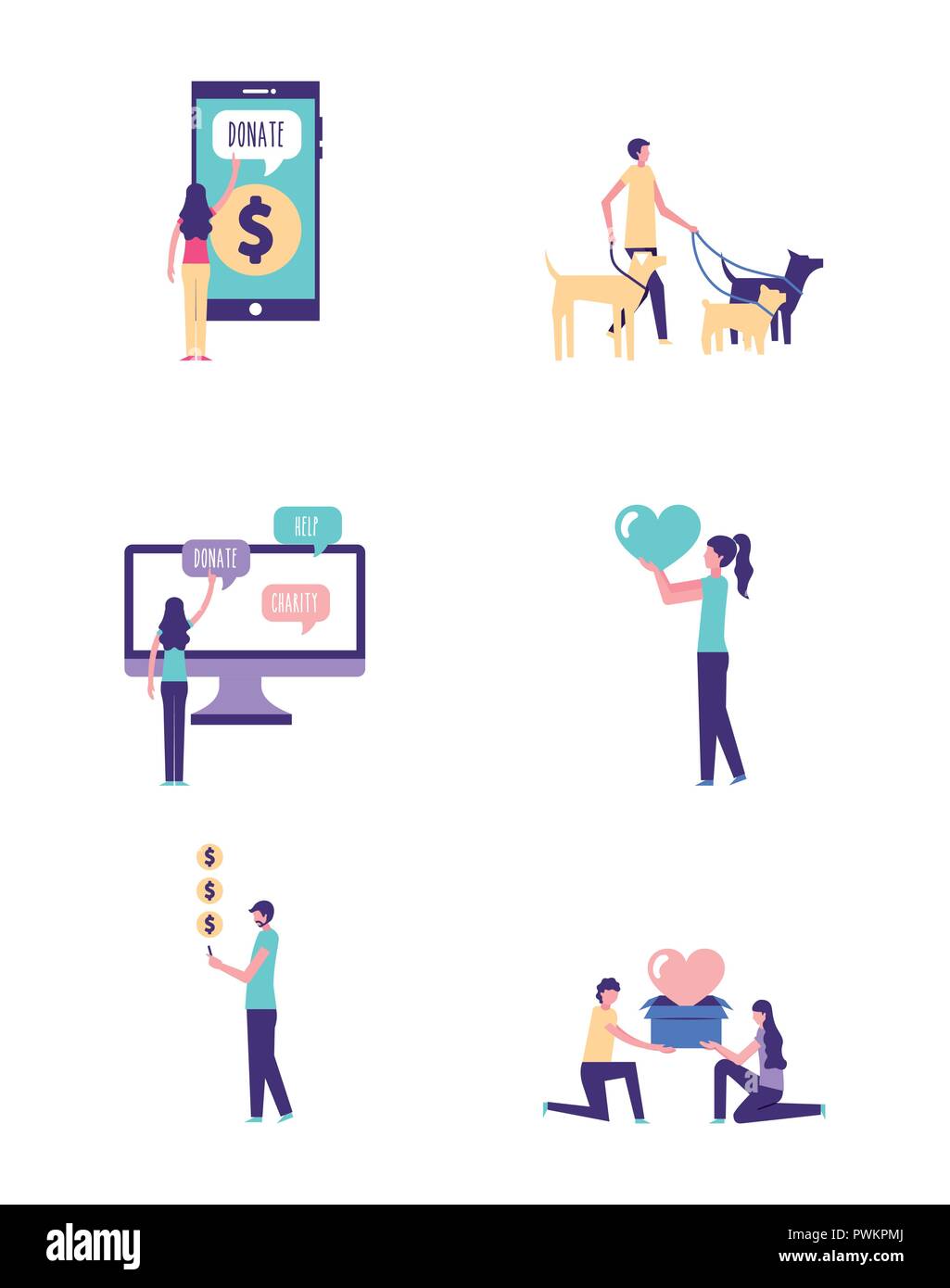 volunteers help work donate charitys people vector illustration Stock ...