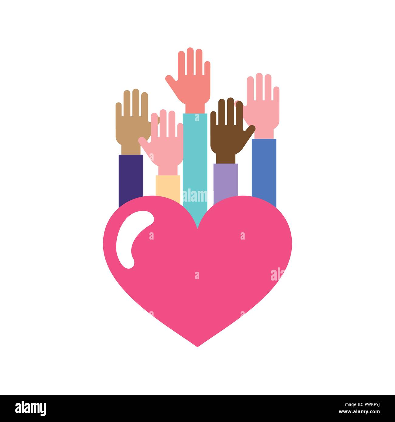 volunteers help heart love hands vector illustration Stock Vector Image ...