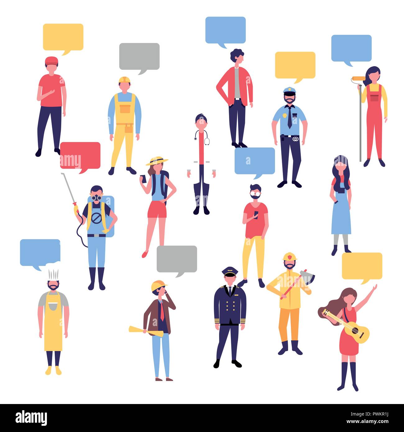 people work jobs occupation bubbles vector illustration Stock Vector ...
