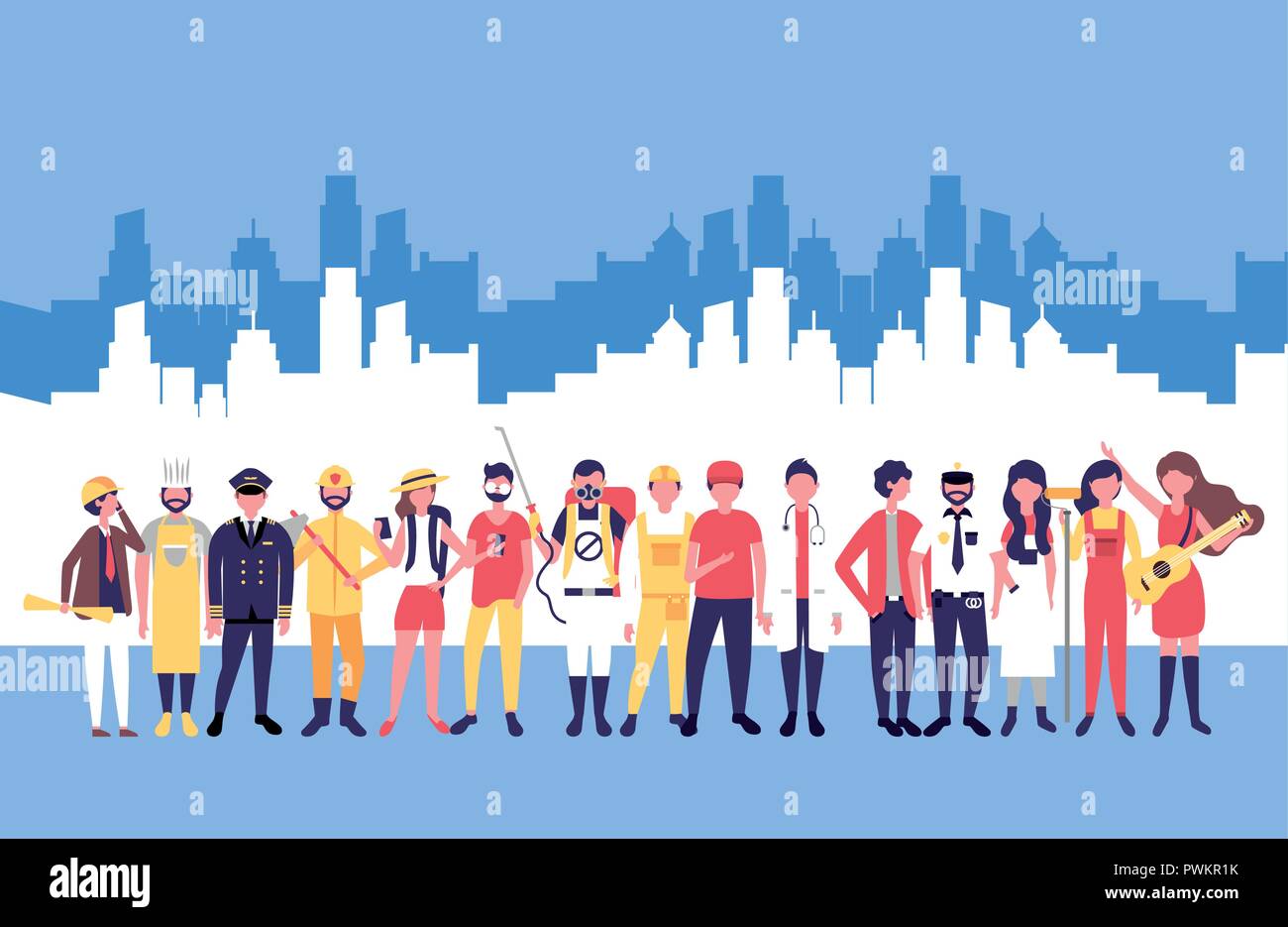 people work jobs occupations city vector illustration Stock Vector ...