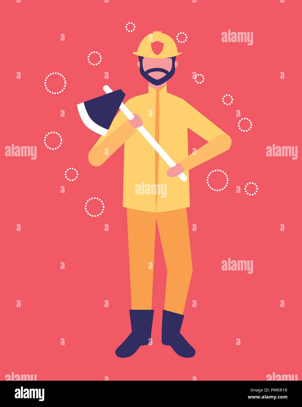 man work job professional excavator vector illustration Stock Vector ...