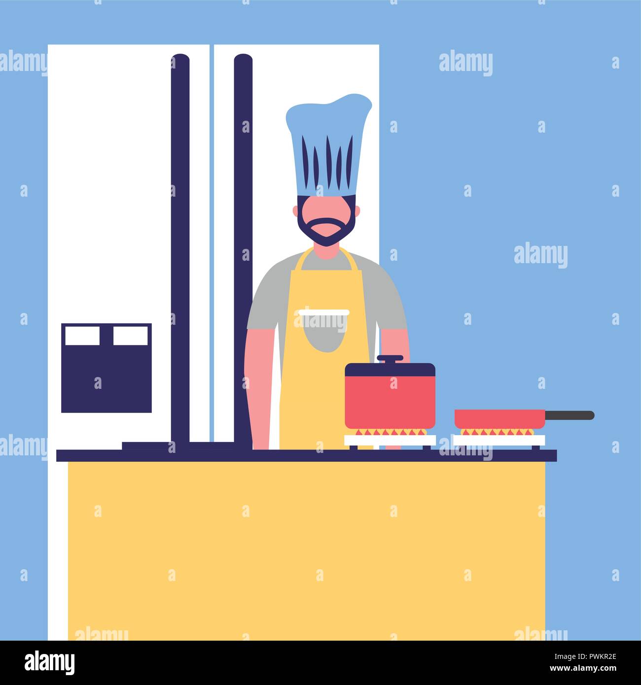professional chef work kitchen occupation vector illustration Stock ...