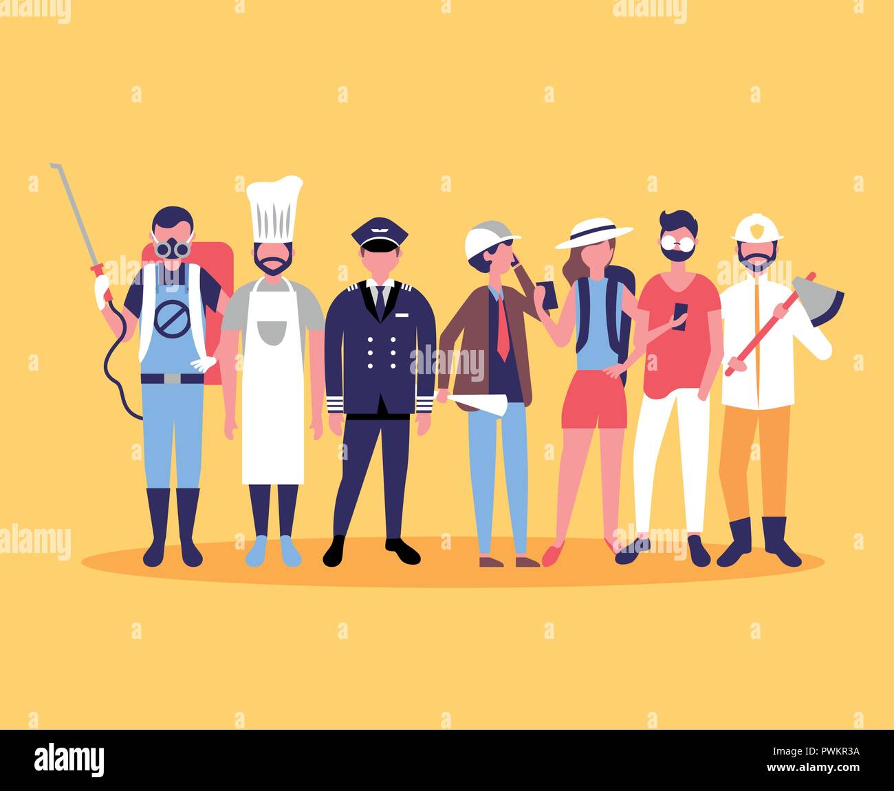 professional people work hard jobs vector illustration Stock Vector ...