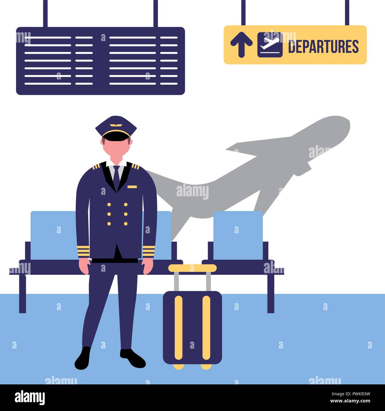 professional man captain airport occupation vector illustration Stock ...