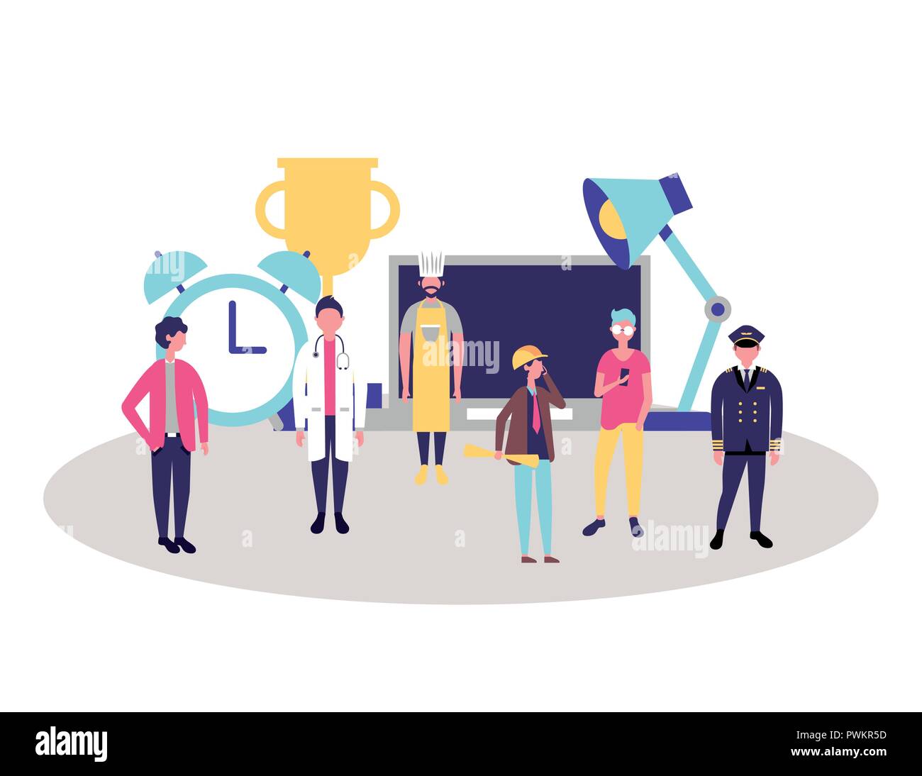 professionals workwear people occupations jobs vector illustration ...