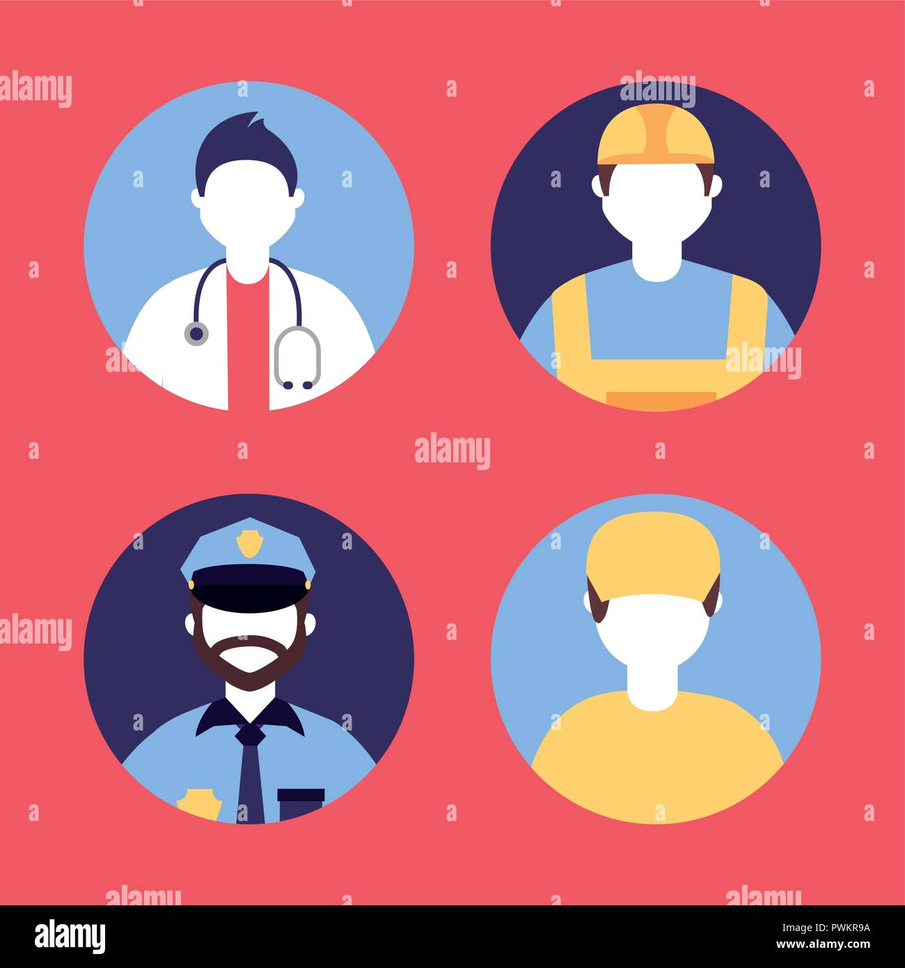 labor day stickers people profession occupation vector illustration ...